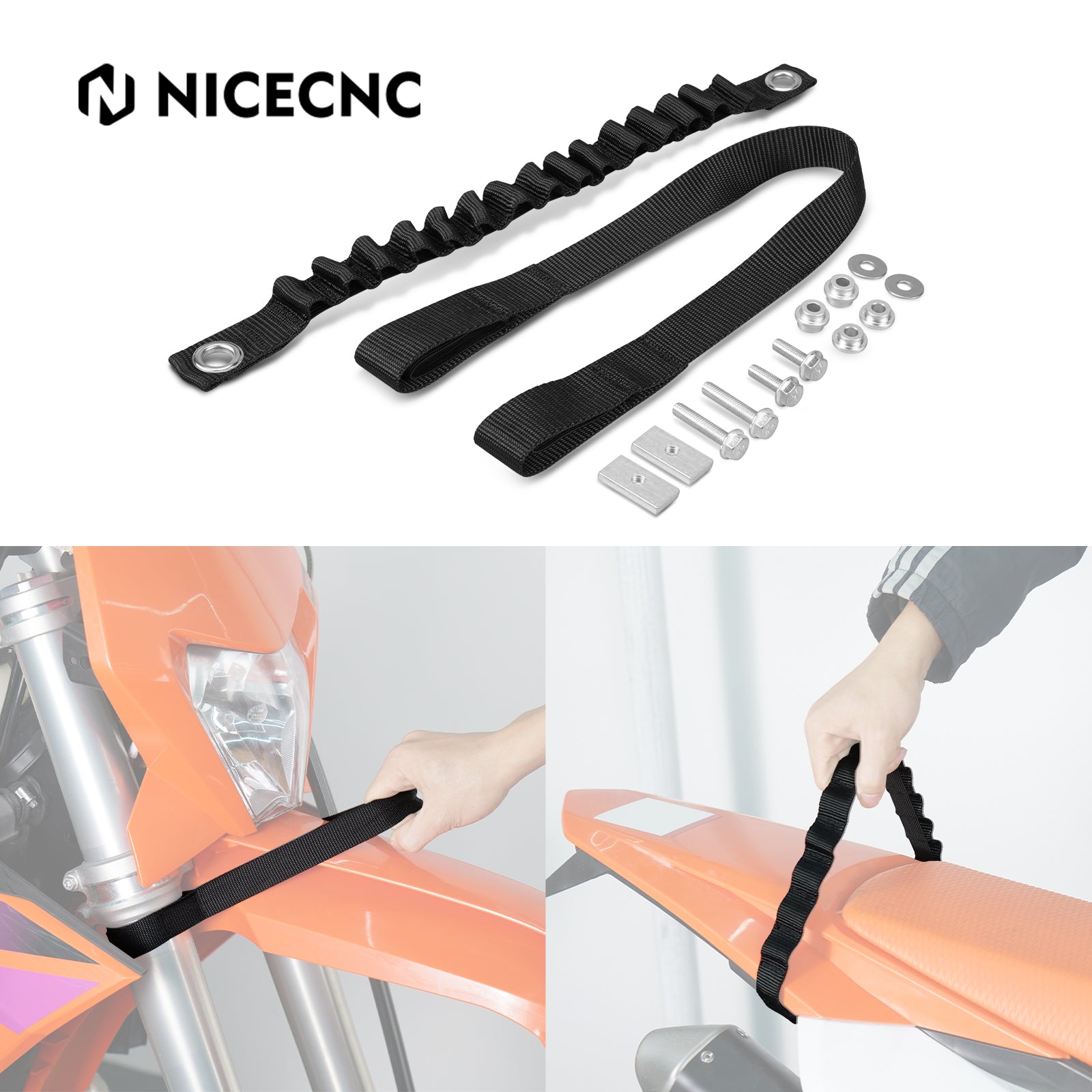 NICECNC Front Rear Lift Pull Strap Kit For KTM 125 250 350 300 450 XC/